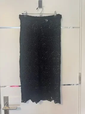 Tops | Black Floral Lace Cropped Cami And Skirt Set | Poshmark